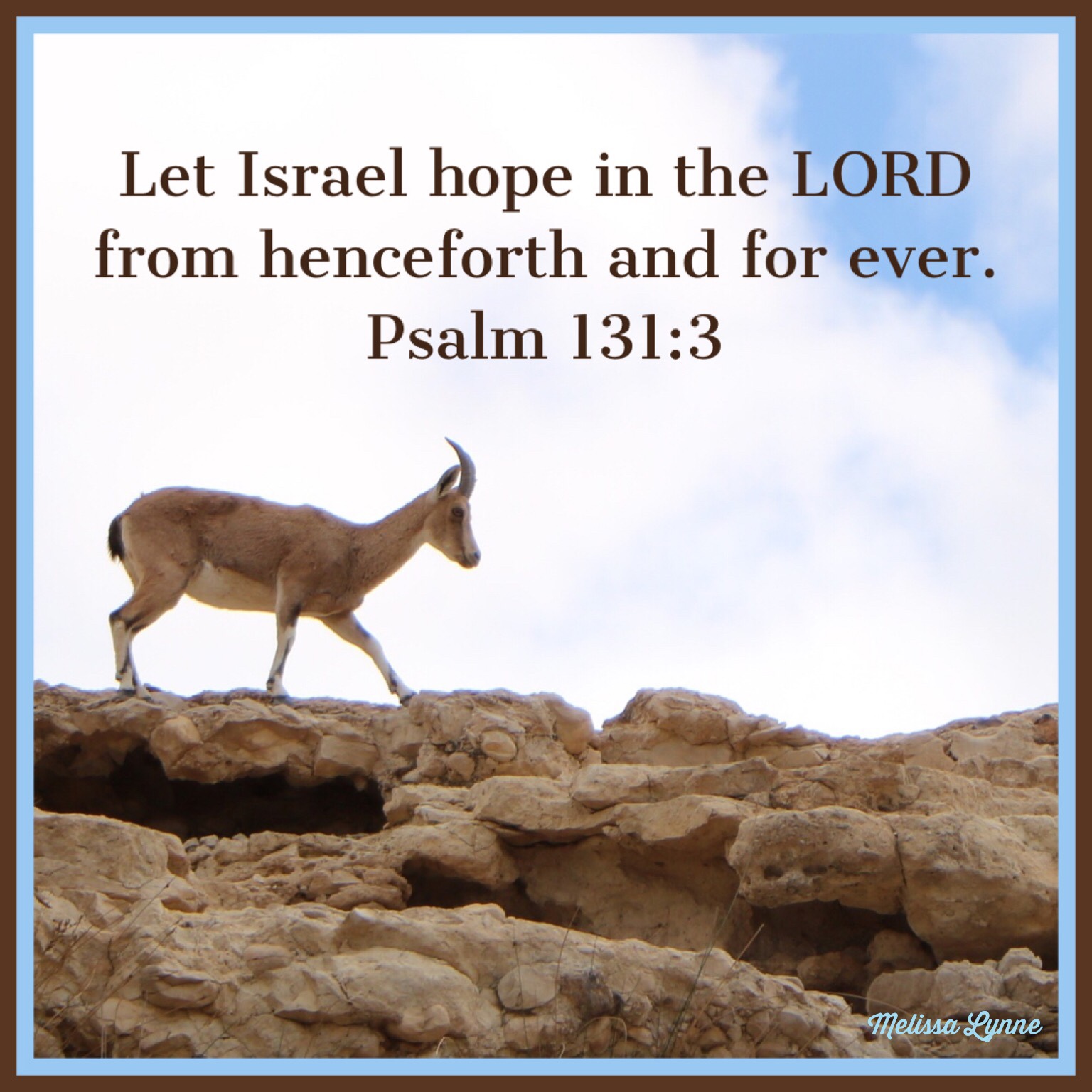 Let Israel Hope in the Lord – If anyone knows Melissa…