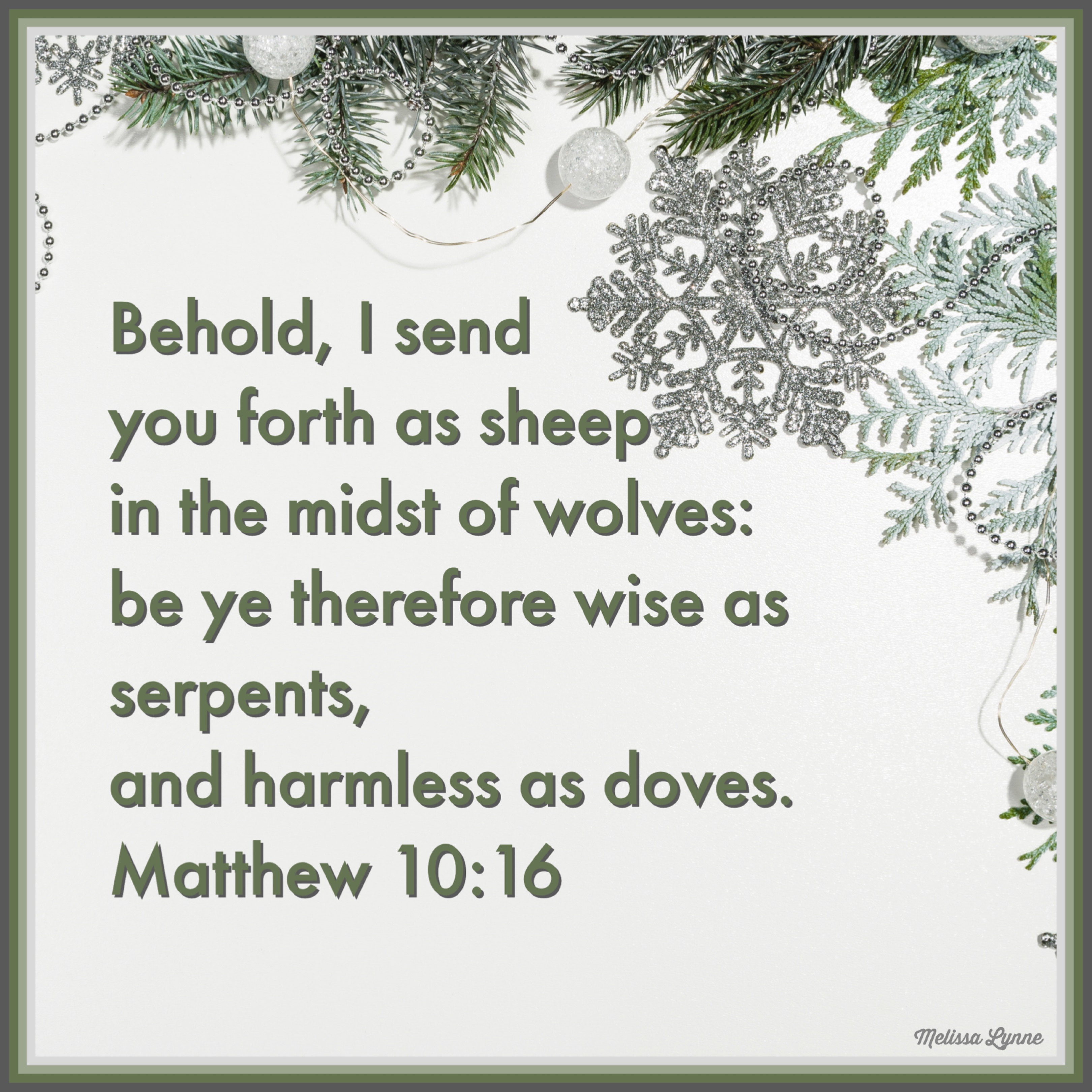 Wise as Serpents and Harmless as Doves – If anyone knows Melissa…